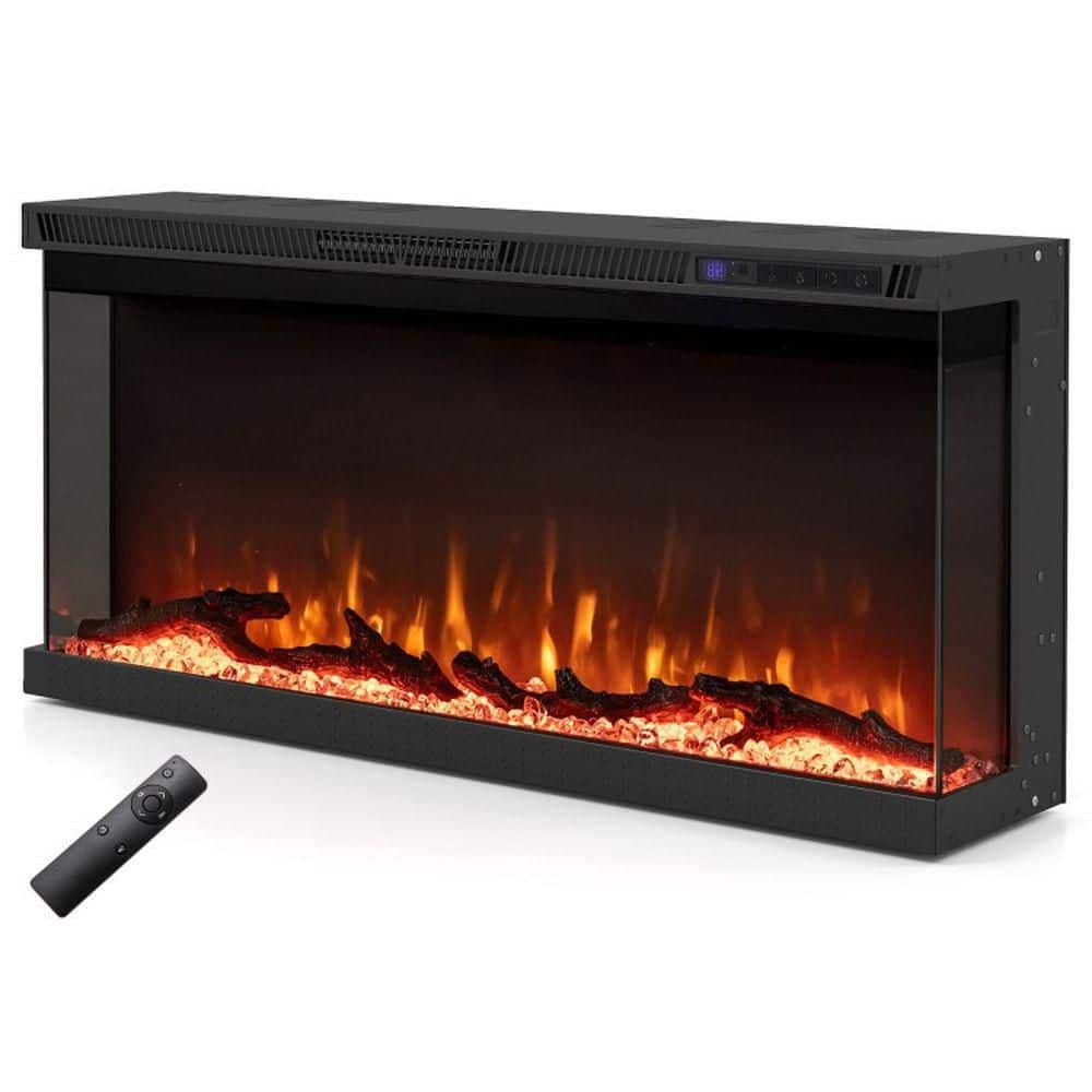Clihome 40 in. 3-Sided Freestanding or Recessed Electric Fireplace ...