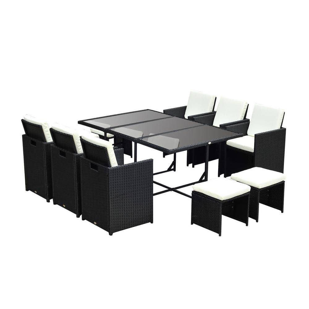 Black rattan cube dining set store