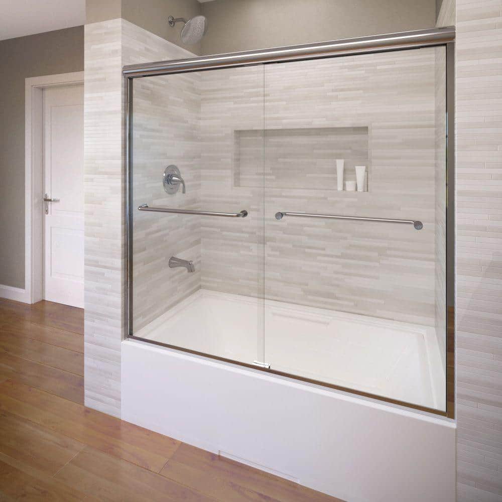 Basco Infinity 58-1/2 in. x 57 in. Clear Semi-Frameless Sliding Tub ...
