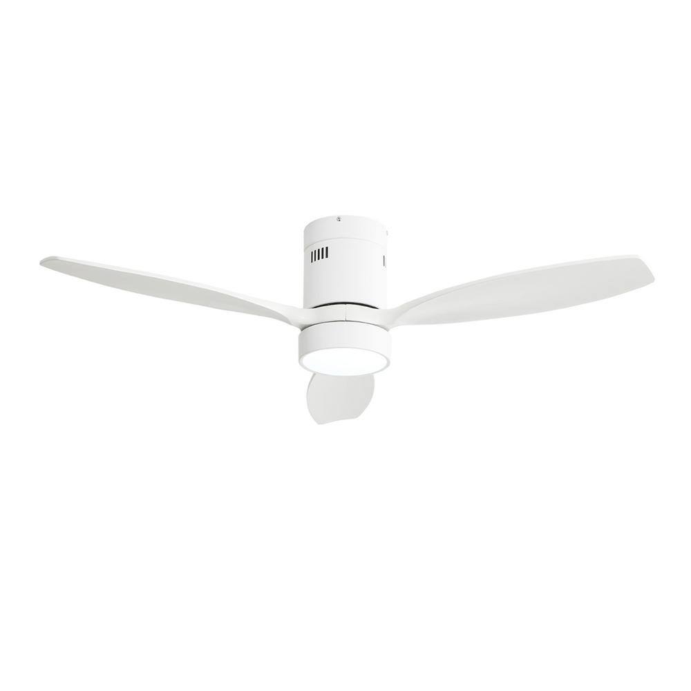 CACI Mall 52 in. Indoor/Outdoor White Ceiling Fan Integrated LED with ...