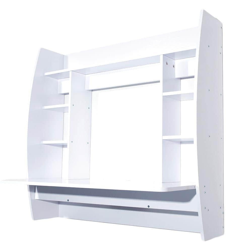 Outopee 42 in. W White Retangular Wall Mount Floating Desk 931123567579 ...
