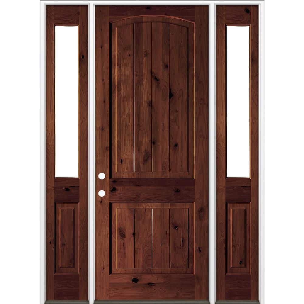Krosswood Doors 70 in. x 96 in. Knotty Alder Arch Right-Hand/Inswing ...