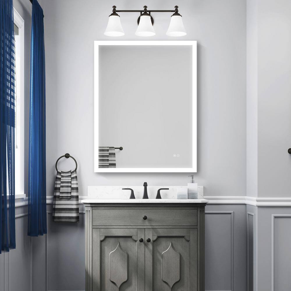 ANGELES HOME 28 in. x 36 in. Wall Bathroom Vanity Mirror, Back and ...