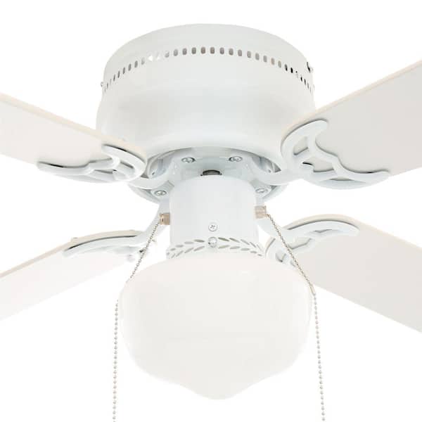 Hampton Bay Littleton 42 in. LED Indoor White Ceiling Fan with Light ...