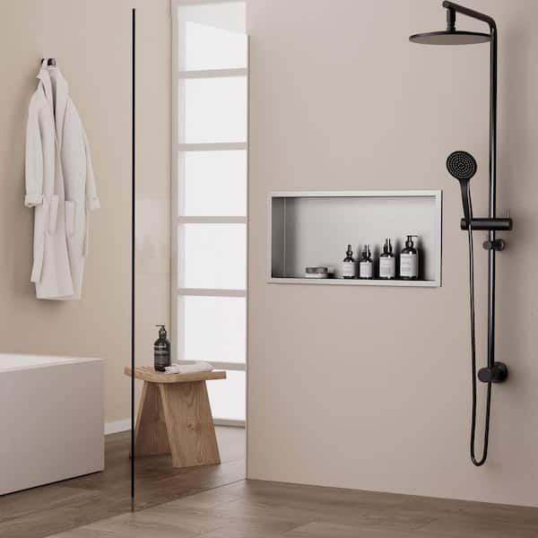 BWE 24 in. W x 12 in. H x 4 in. D Stainless Steel Bathroom Wall Shower ...