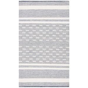 SAFAVIEH Striped Kilim Ivory Navy 8 ft. x 10 ft. Striped Area Rug ...