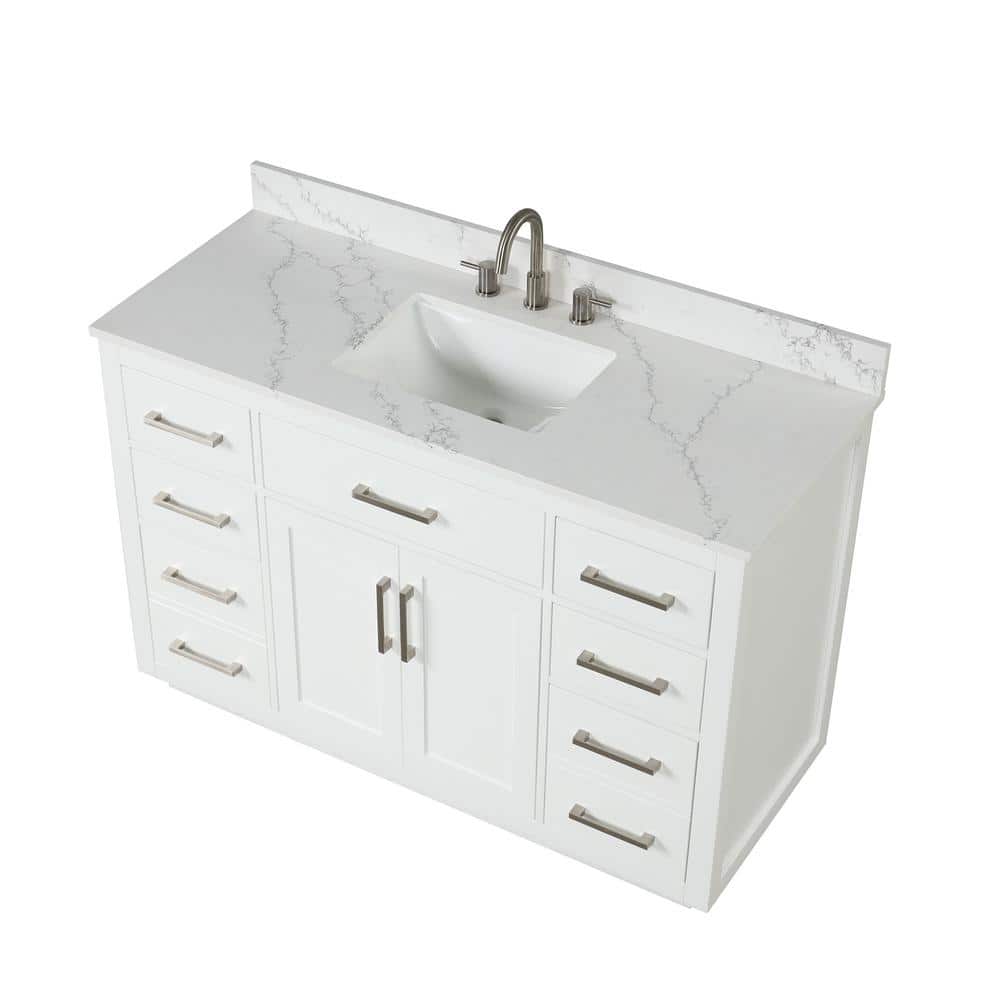 FUNKOL 22 in. W x 54 in. D x 36 in. H Double Sink Freestanding Bath ...