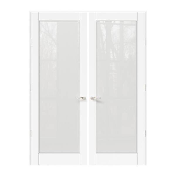 ARK DESIGN 64 in. x 96 in. 1-Lite Frosted Glass Universal White Solid ...