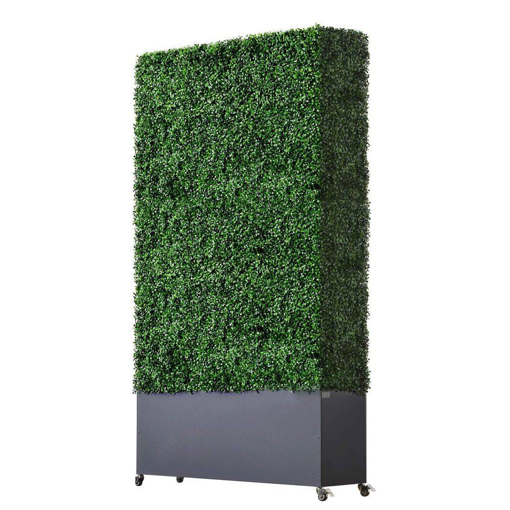 82 in. H x 48 in. W Dark Gray Stainless Steel Planter Box Artificial ...