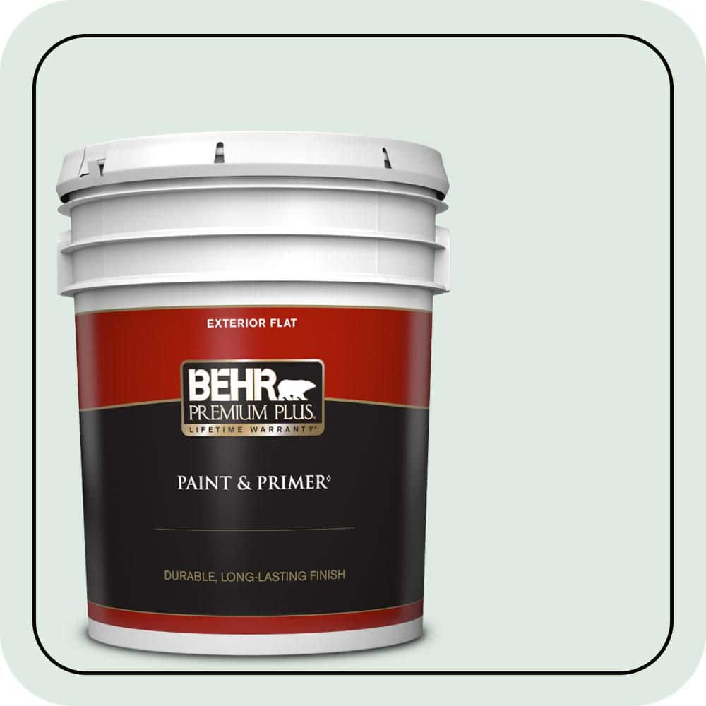BEHR PREMIUM PLUS 5 gal. #480E-1 Country Mist Flat Exterior Paint ...