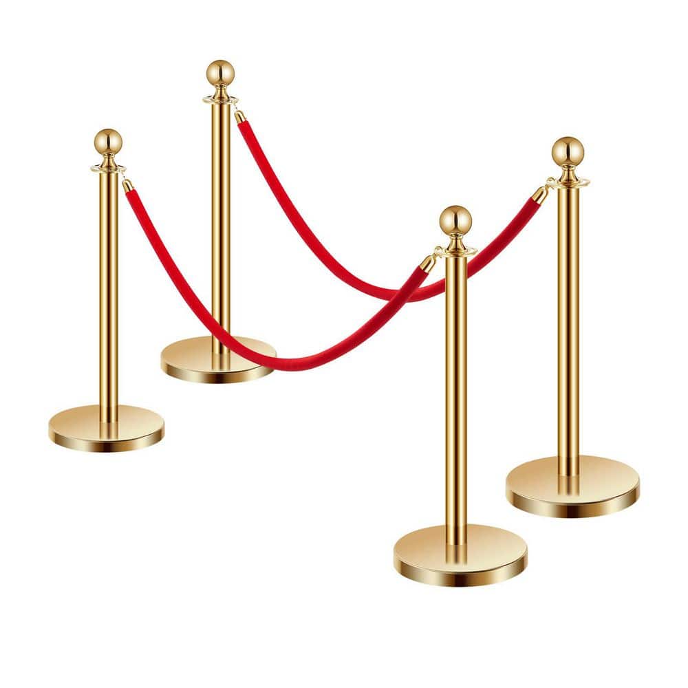 SKYSHALO Stanchions and Velvet Ropes 4-Piece, Hollow Base with ...