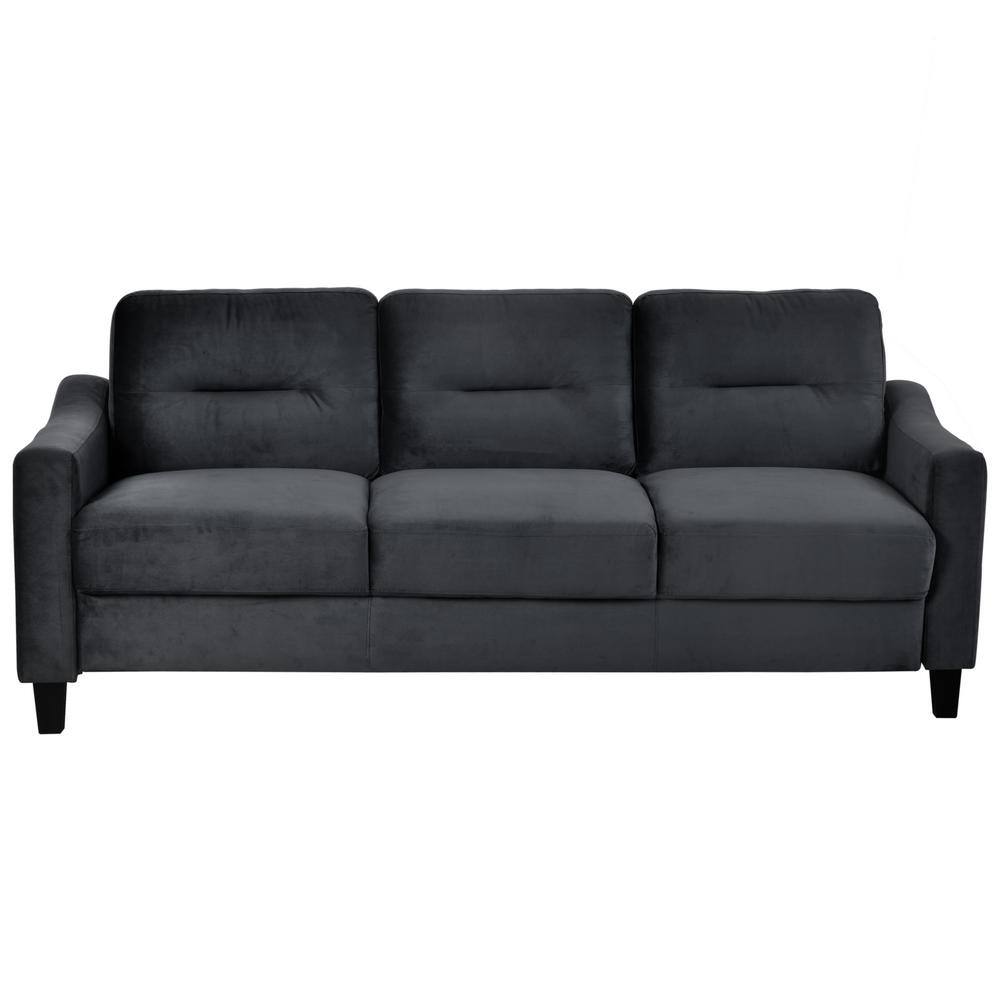 Harper & Bright Designs 76.7 in. W Straight Arm Velvet Rectangle Sofa ...
