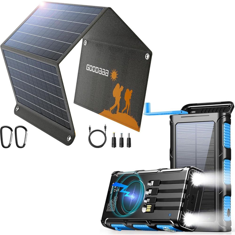 EKIEUDL 30W Foldable Solar Panel Plus 45800mAh Power Bank with Hand ...