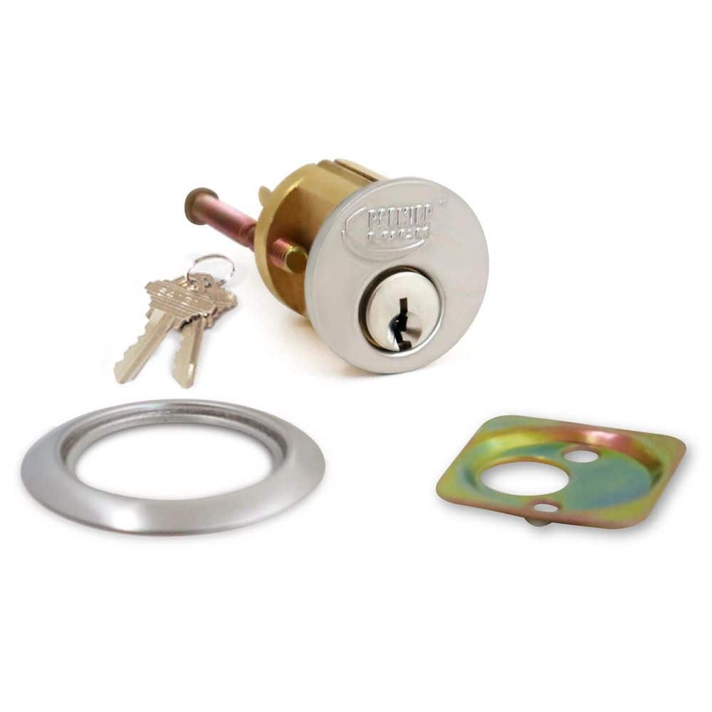 Premier Lock 1-1/8 in. Solid Brass Rim Cylinder with Stainless Steel ...
