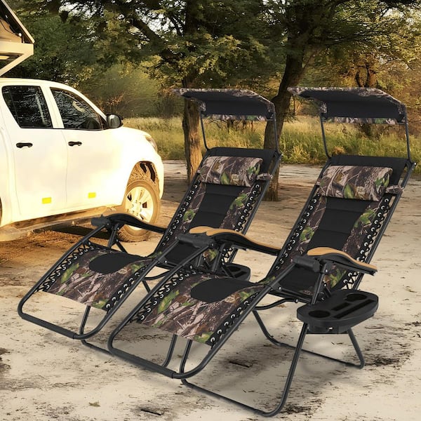 MoNiBloom (Set of 2) Patio Zero Gravity Chair with Cup Holding Tray and ...