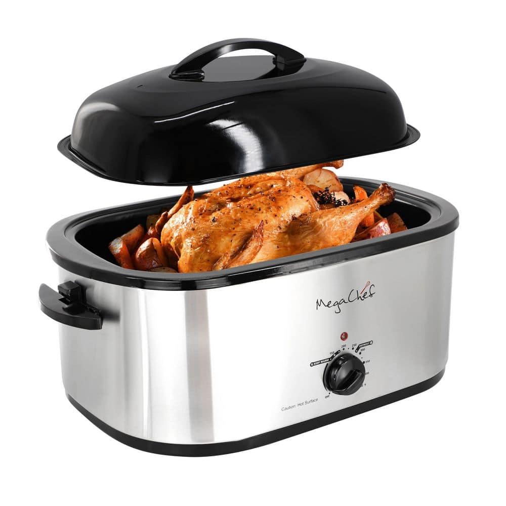 MegaChef 22 qt. Electric Roaster Oven in Silver with High Dome Self ...