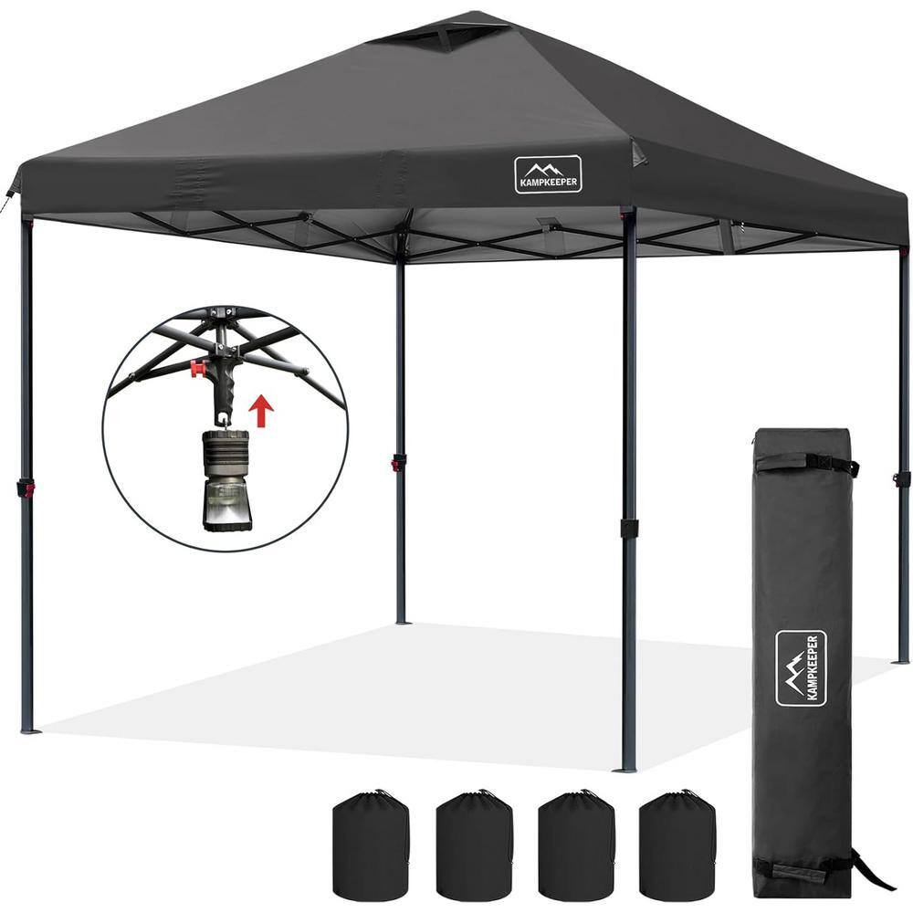 Black 10 ft. x 10 ft. Pop Up Canopy Tent, with 3 Adjustable Heights ...