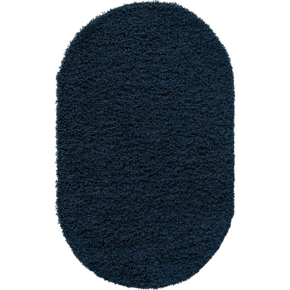 Unique Loom Solid Shag Sapphire Blue 3 ft. 3 in. x 5 ft. 3 in. Area rug ...