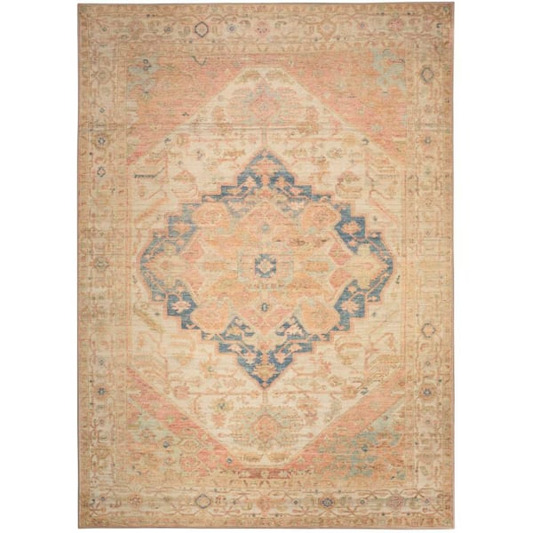 Nourison Vintage Washables Multicolor 5 ft. x 7 ft. Center Medallion ...