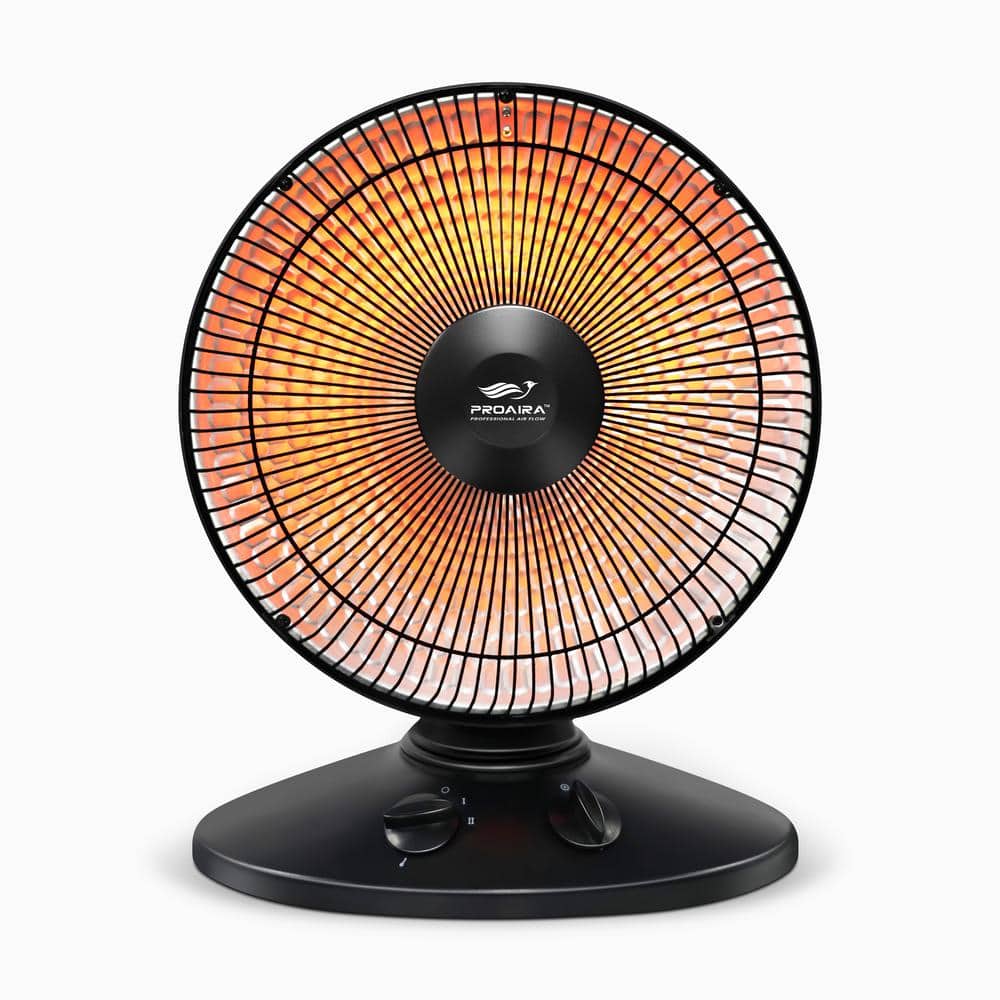 PROAIRA 700-Watt /1000-Watt in Black Oscillating Parabolic Dish Heater ...