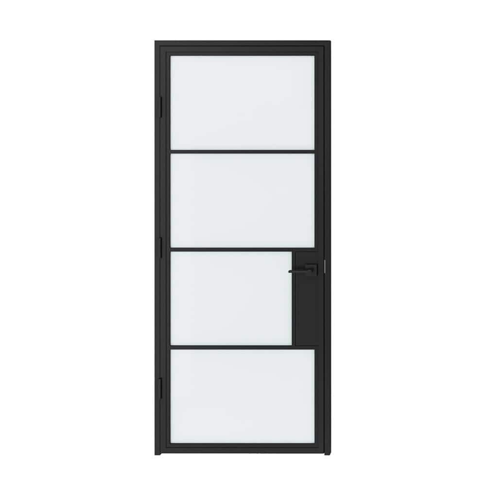 PARASOLAR 36 in. x 84 in. Left-Handed 4 Lite Frosted Glass Matte Black ...