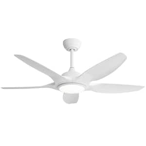 Sofucor 52 in. Indoor/Outdoor White LED Ceiling Fan with Light Kit ...