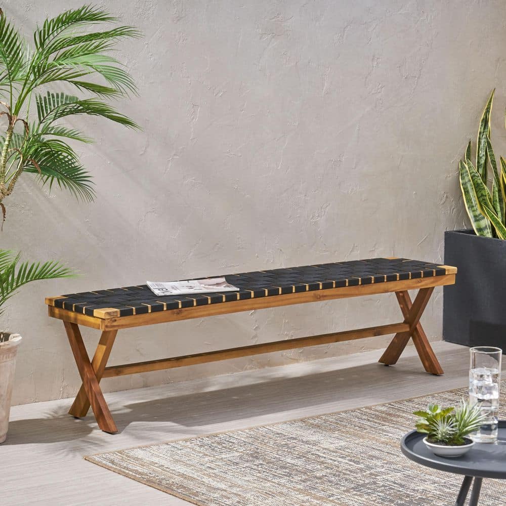 Rustic Modern Banff Bench Outdoor Seating with Rope Weave Design in ...