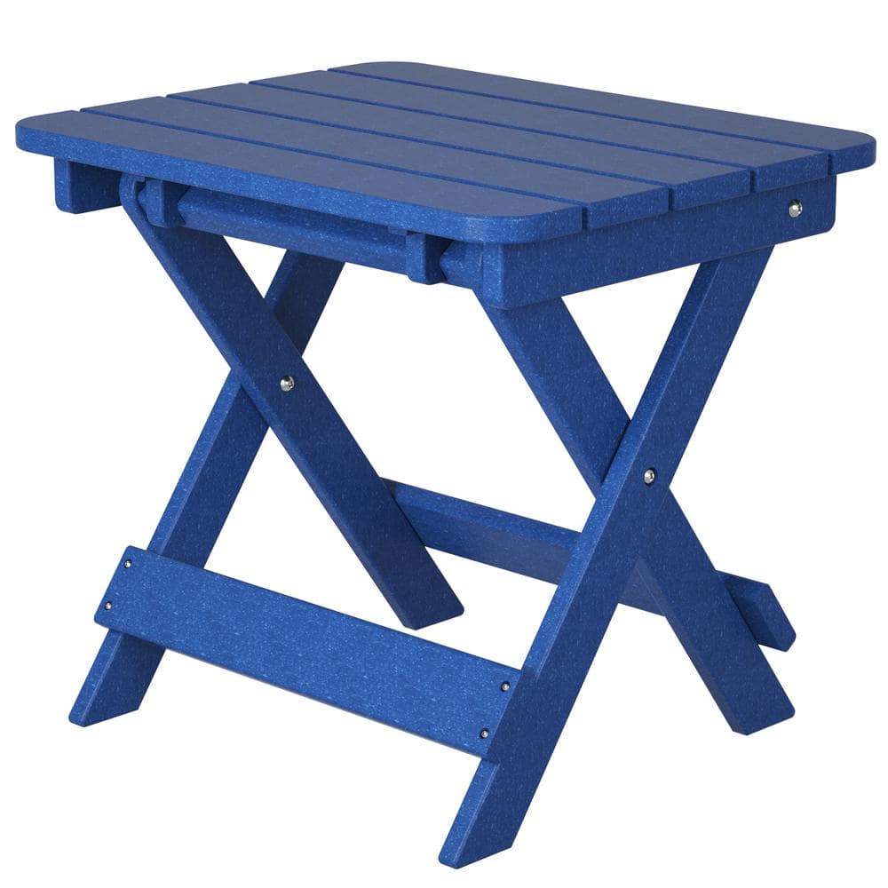 Sudzendf Navy Blue HDPE Square Outdoor Side Table 1-Piece 2024-8-10-7 ...
