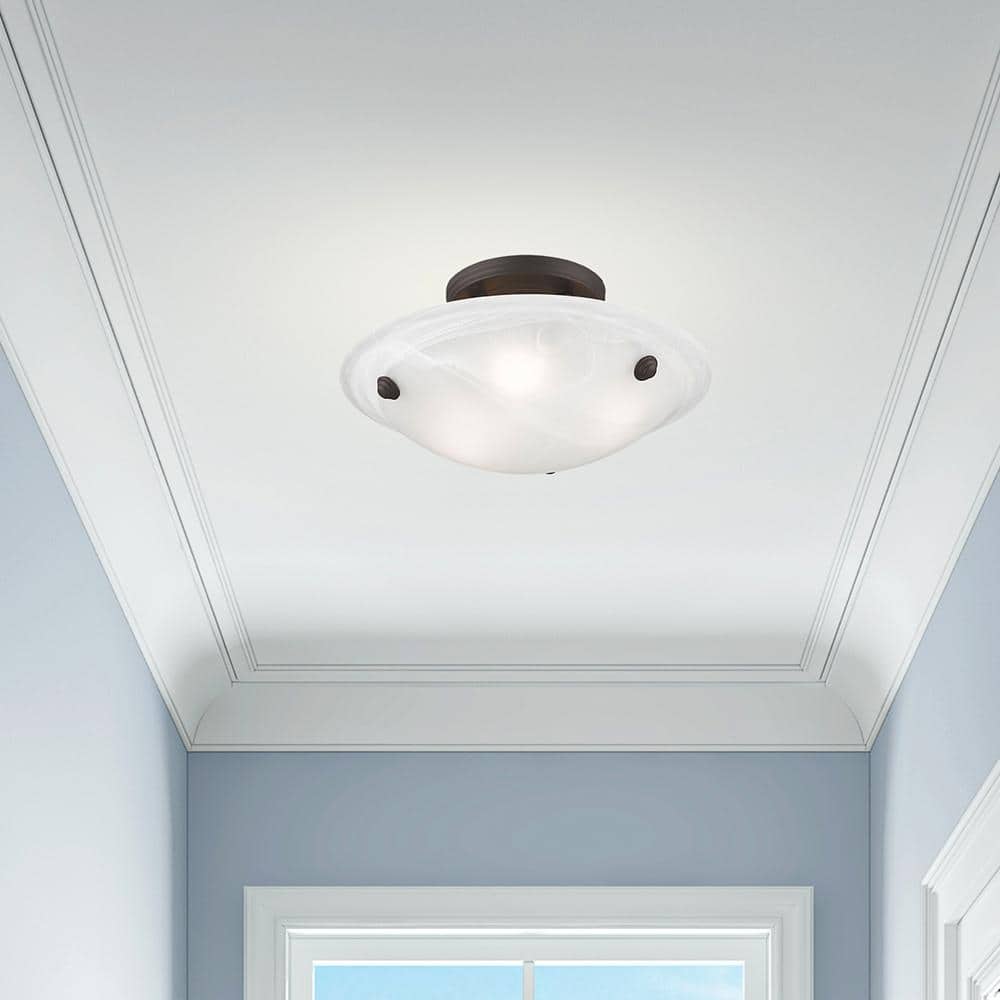 AVIANCE LIGHTING Oasis 12 in. 3-Light Bronze Semi Flush Mount with ...