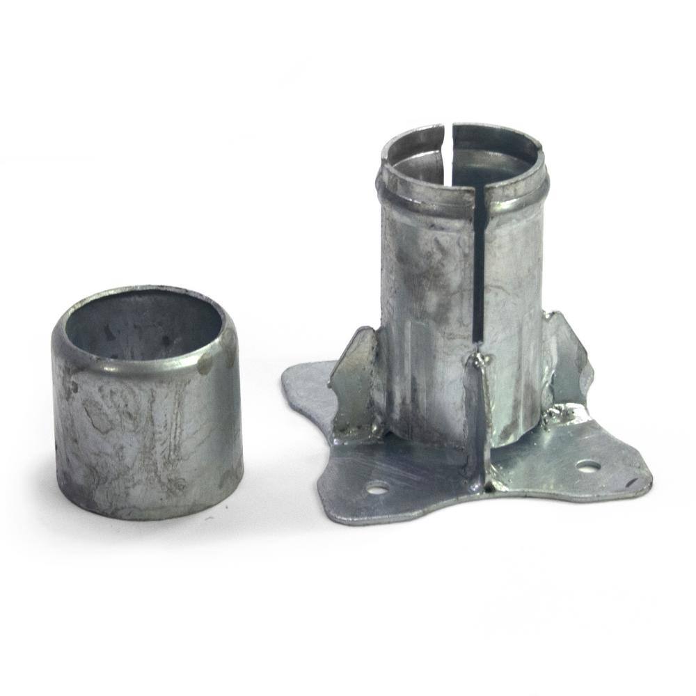Oz Post ISW 2 3 8 In Round Galvanized Steel Elevated Base For Fences Oz Post ISW 2 3 8 In Round Galvanized Steel Elevated Base For Fences