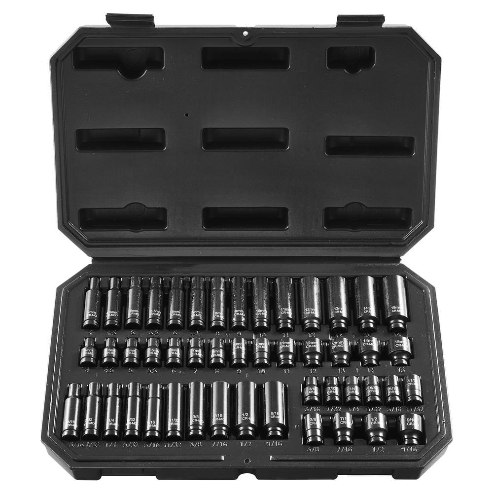 SKYSHALO 1/4 in. Impact Sockets Set 6 Point Drive Bit Ratchet Tool Kit ...