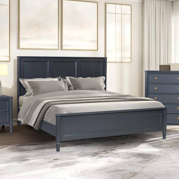 Furniture of America Whitfield Modern French Blue Wood Frame King Panel ...