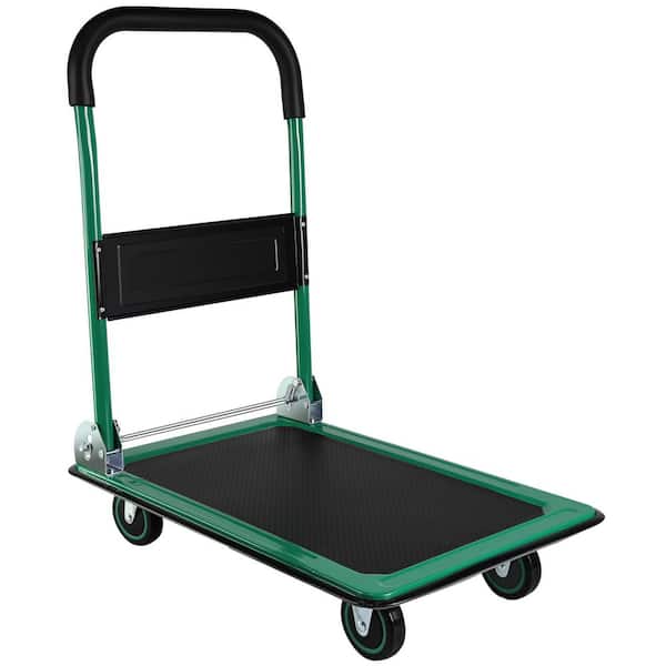 Cesicia 330 lb. Capacity Foldable Push Cart Hand Truck-Black and Green ...