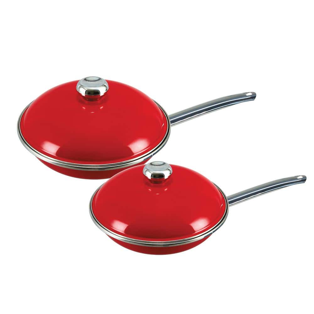 VITA 4-Piece Red Enamel on Steel Skillet Set 62347 - The Home Depot