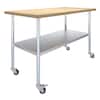 AMGOOD Maple Wood Top 30 in. x 60 in. Kitchen Prep Table with Casters ...