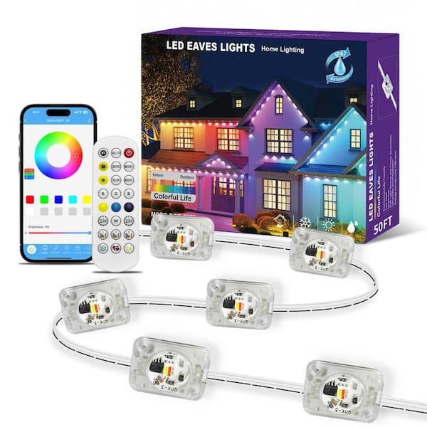 MW MWLIGHTING RGBIC 24 Lights 50 ft. Outdoor Plug-in Integrated LED ...