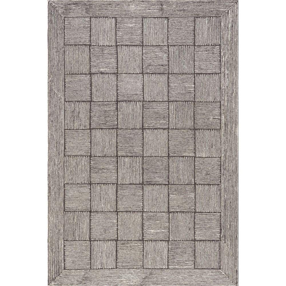 RUGS USA Milo Tiled Wool Dark Brown 6 ft. x 9 ft. Patio Rug MTAP02A-609 ...