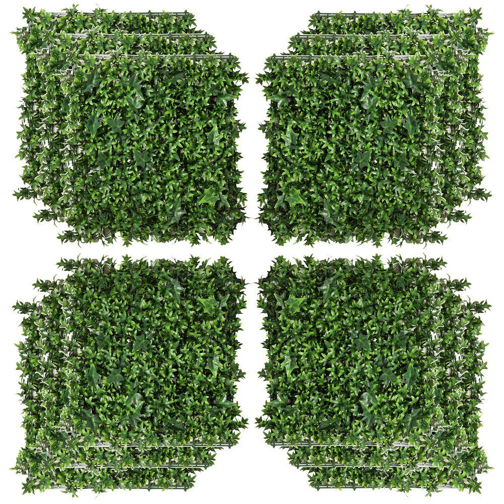 20in. Green Artificial Grass Wall Panel 12-Pieces,Boxwood Privacy ...