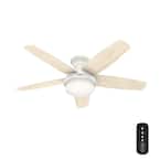 Hunter Avia 48 in. LED Indoor Fresh White Ceiling Fan with Light Kit ...