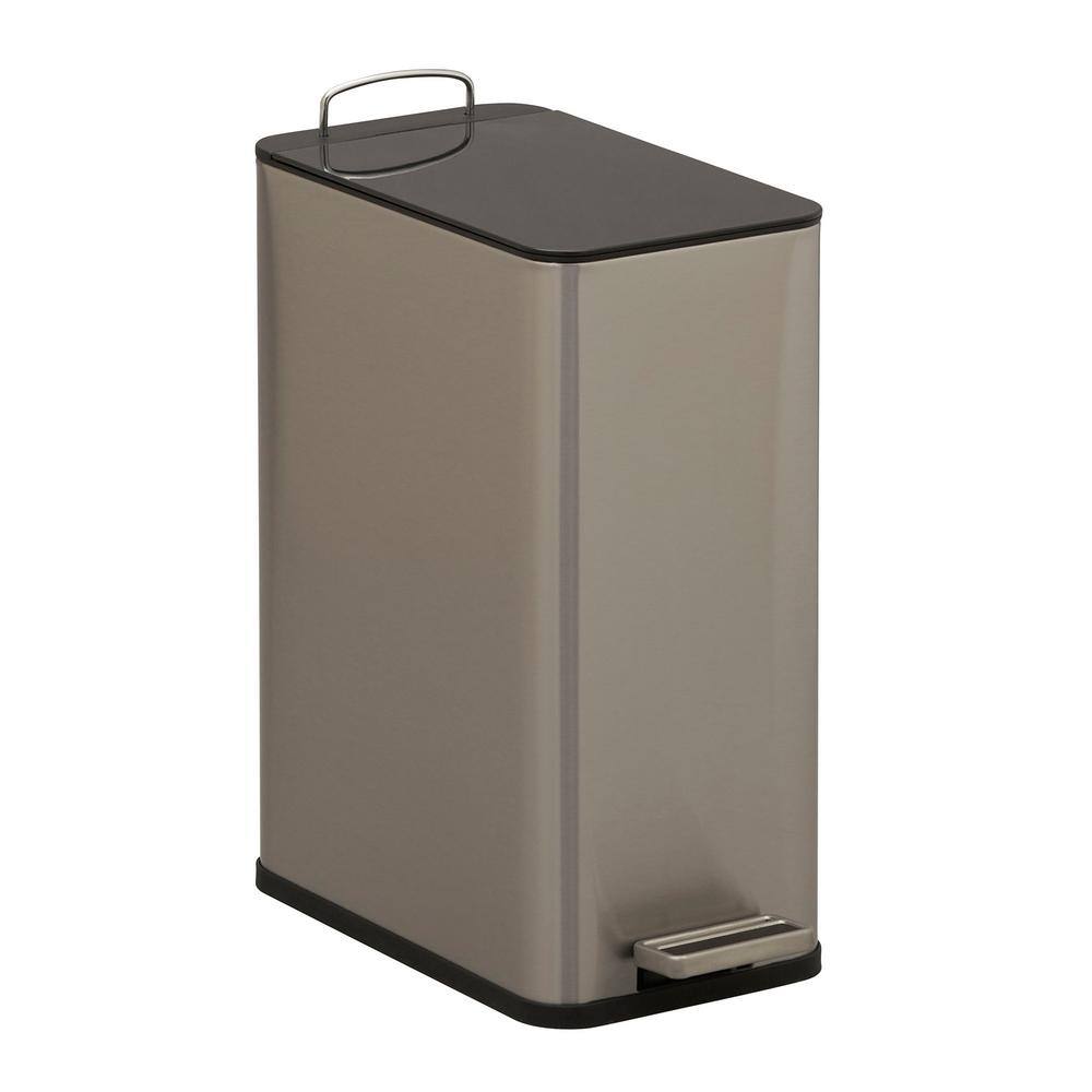 HOUSEHOLD ESSENTIALS 1.58 gal. Newport Stainless Step Trash Bin 94412-1 ...