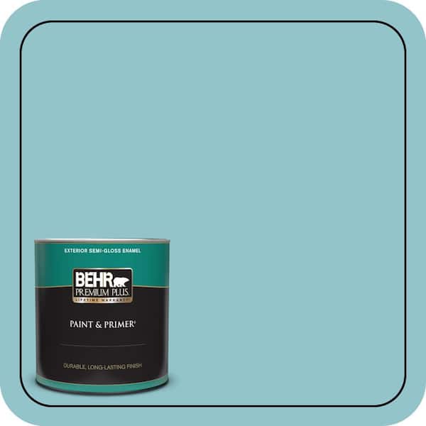 BEHR PREMIUM PLUS 1 qt. #MQ6-32 Cosmic Blue Semi-Gloss Enamel Exterior ...