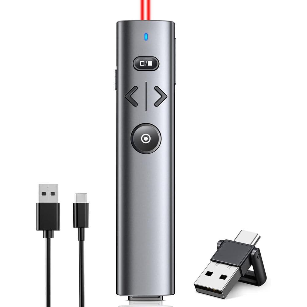Lukyamzn Wireless Presentation Clicker with Red Laser Pointer 2-in-1 ...