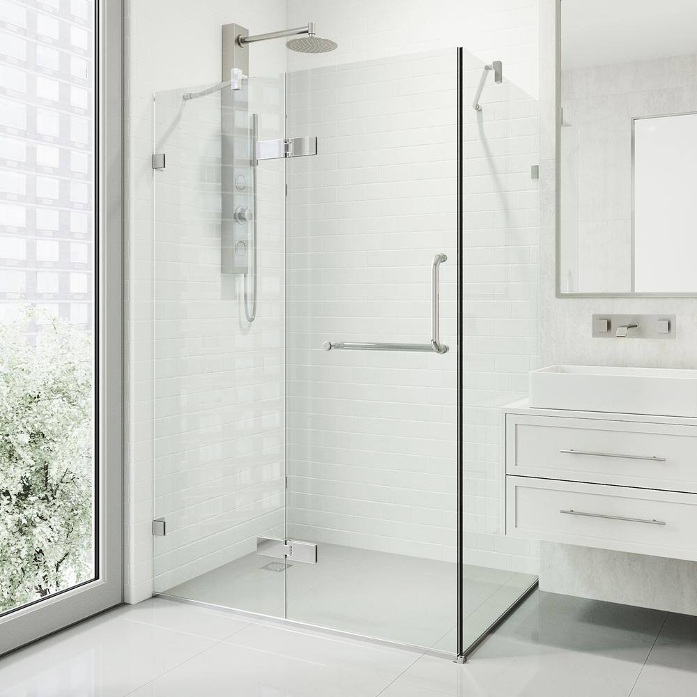 VIGO Monteray 30 in. L x 38 in. W x 73 in. H Frameless Pivot Rectangle Shower Enclosure in ...