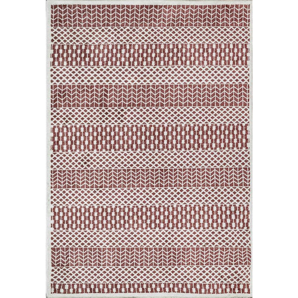 Dynamic Rugs Hera Brick/Ivory 2 ft. 3 in. X 7 ft. 7 in. Tribal Indoor ...