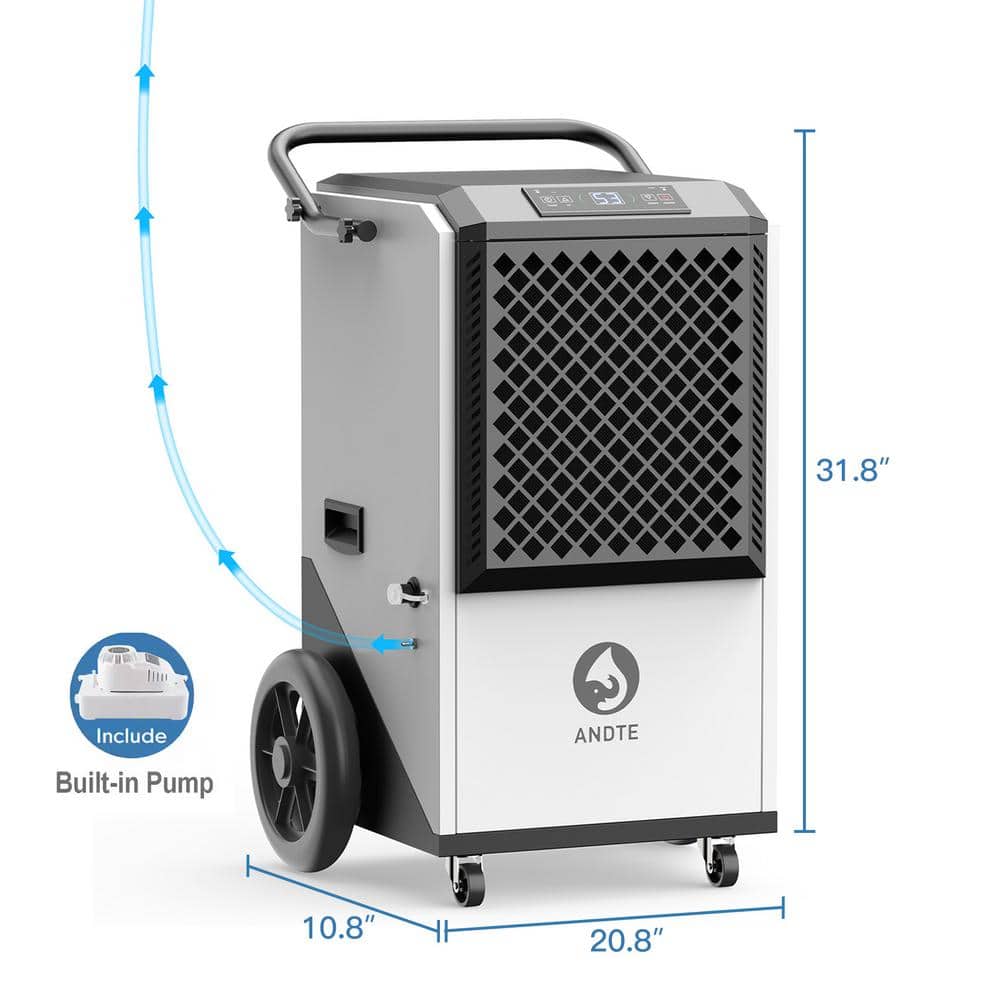 250 pt. 8000 sq.ft. Bucketless Commercial Dehumidifier in White, with ...