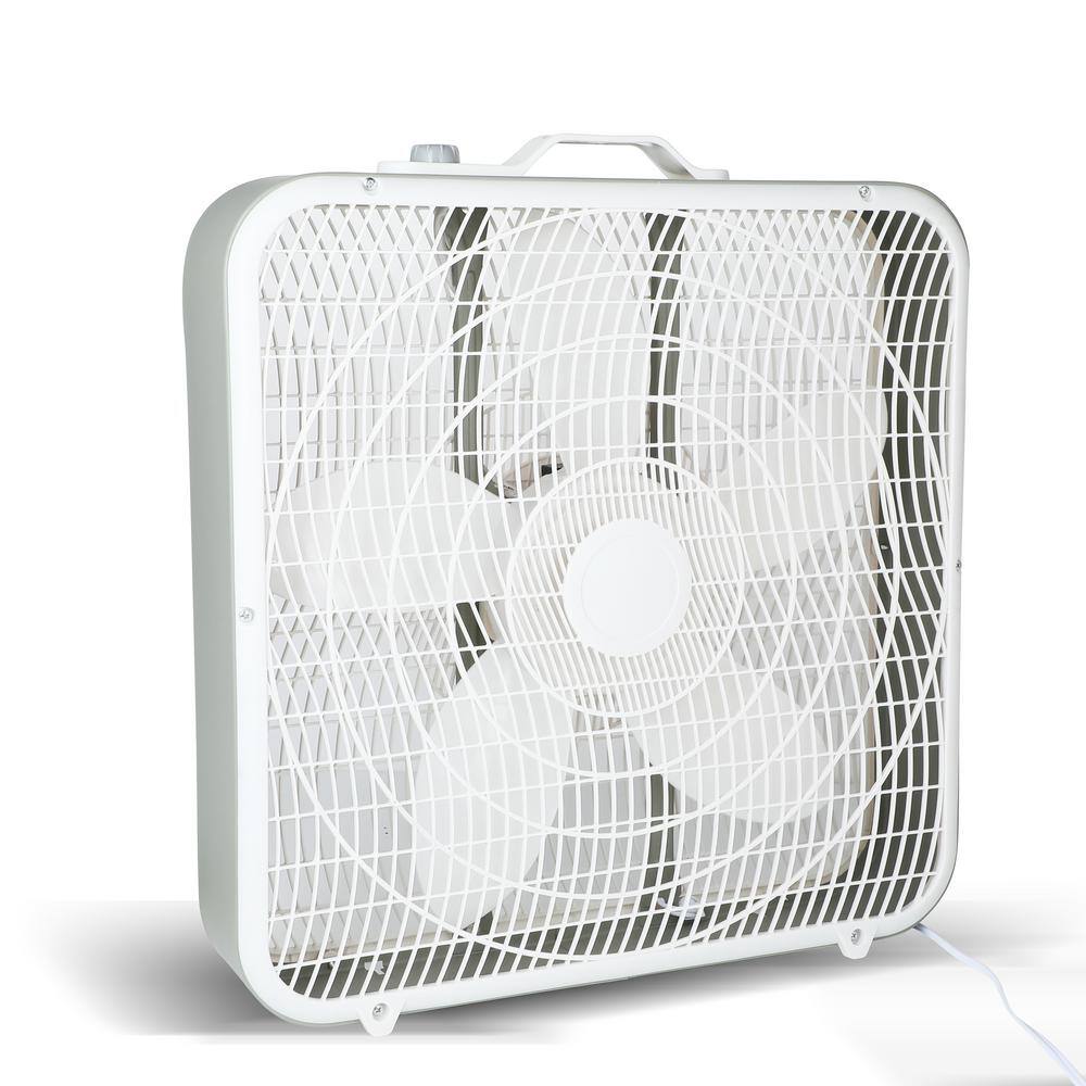 cadeninc 20 in. 3-Speed Portable Box Fan in White with Convenient Carry ...