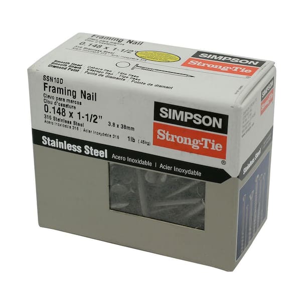 Simpson Strong-Tie 10D x 1-1/2 in. Stainless Steel Nails (1 lb.) SSN10D ...