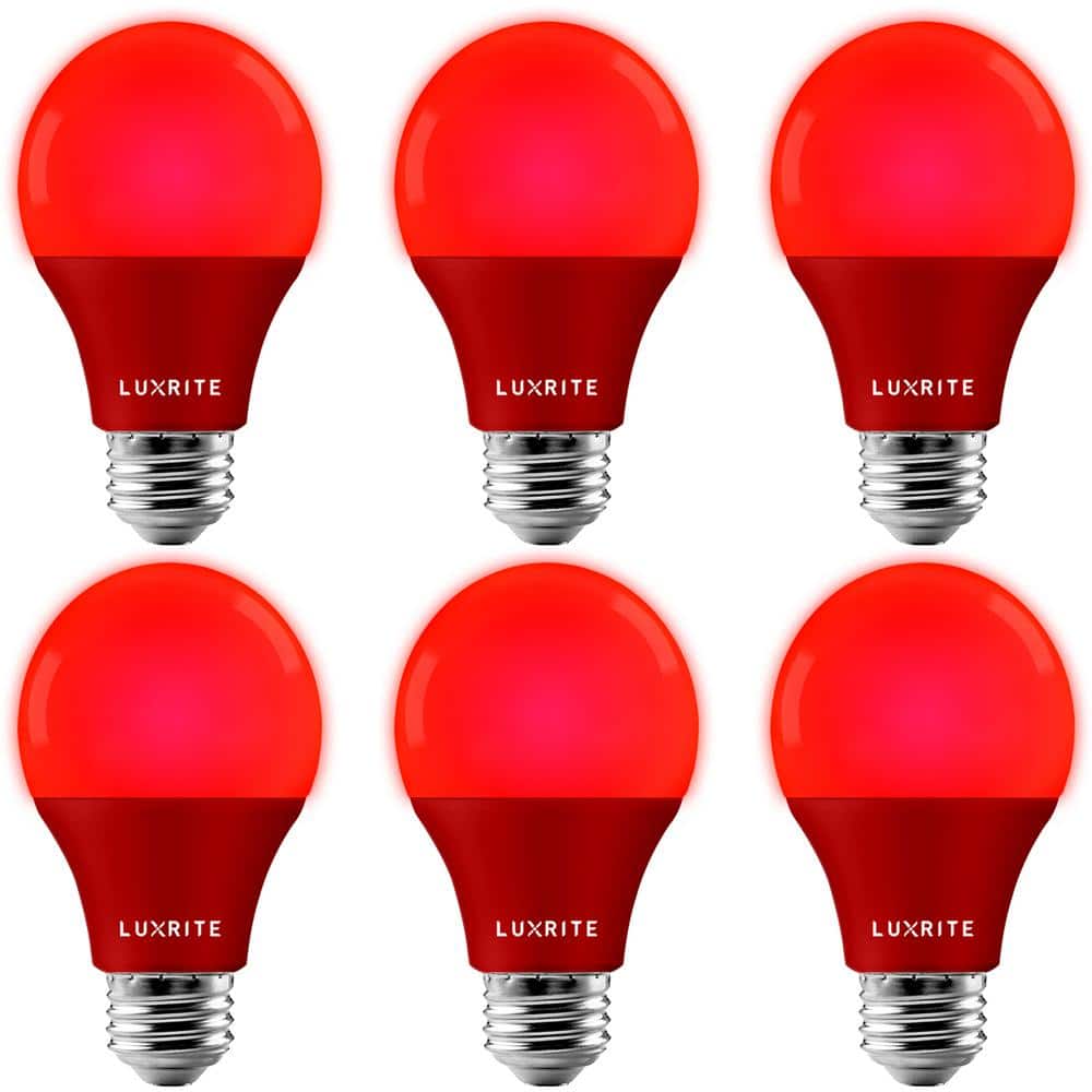 LUXRITE 60-Watt Equivalent A19 LED Light Bulb Red UL Listed, E26 ...
