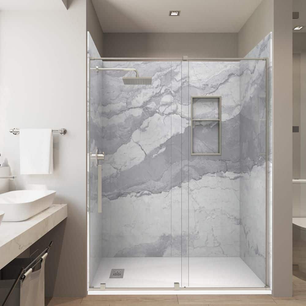 CASTICO Italian Ice 36in.x 60in.x84in.Solid Composite Stone Alcove ...