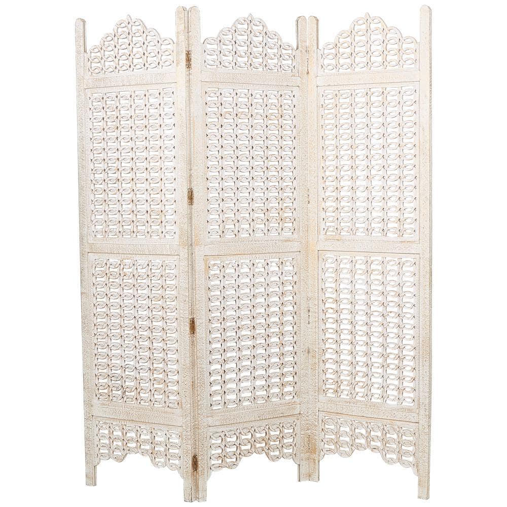 Litton Lane 6 ft. Cream Geometric Handmade Large Freestanding ...